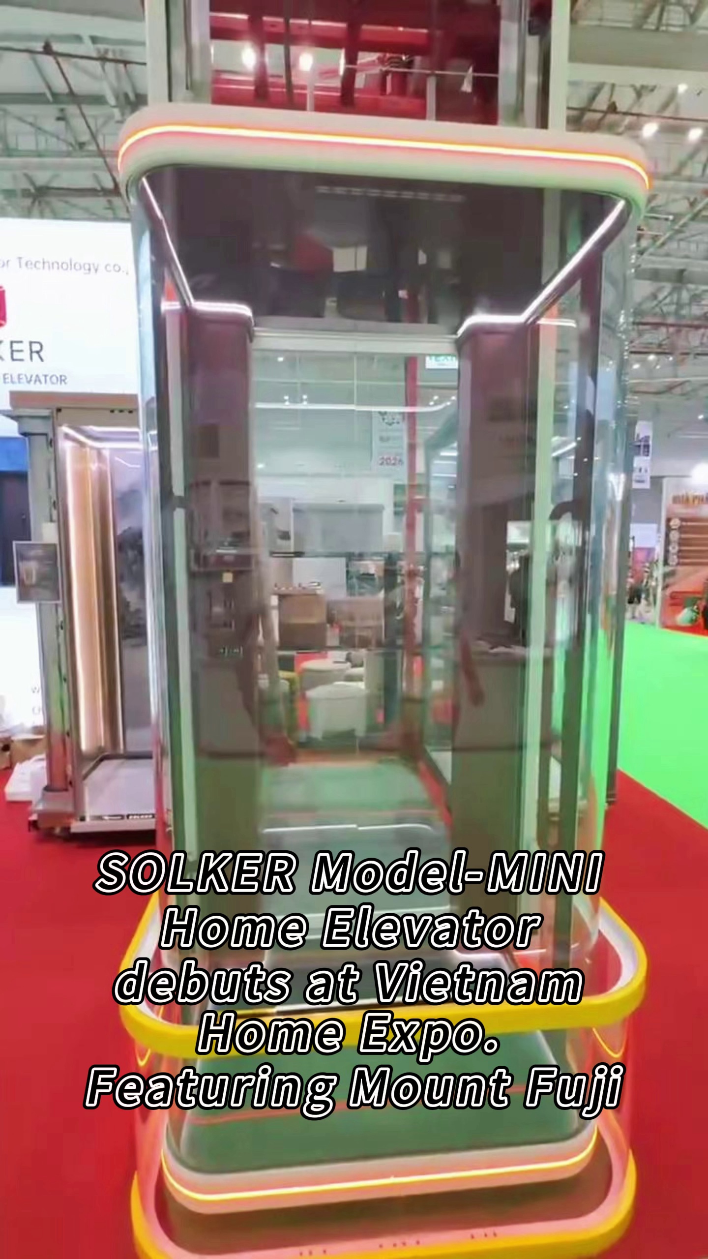 For Luxury Homes: SOLKER Small Home Elevator with Curved Glass & Leather